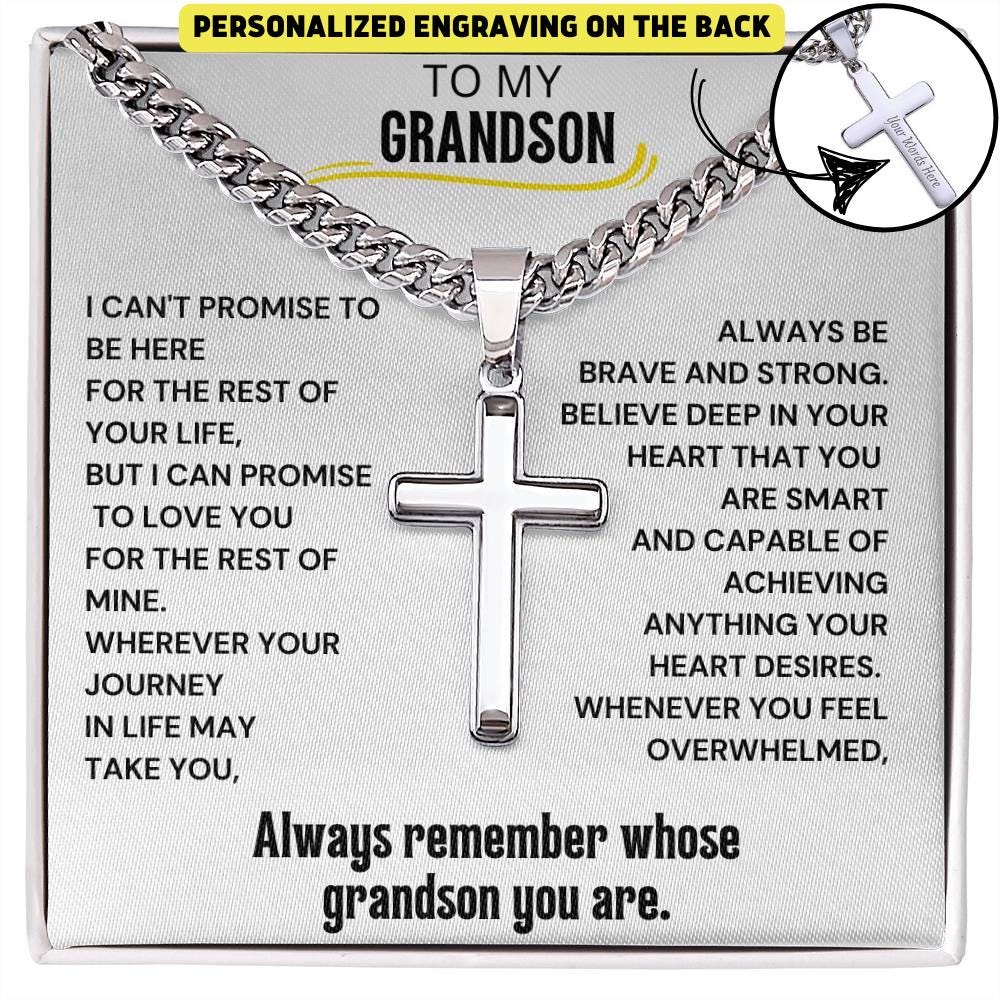 Custom Engraved Cross Chain for Grandson, Gift From Grandmother ...
