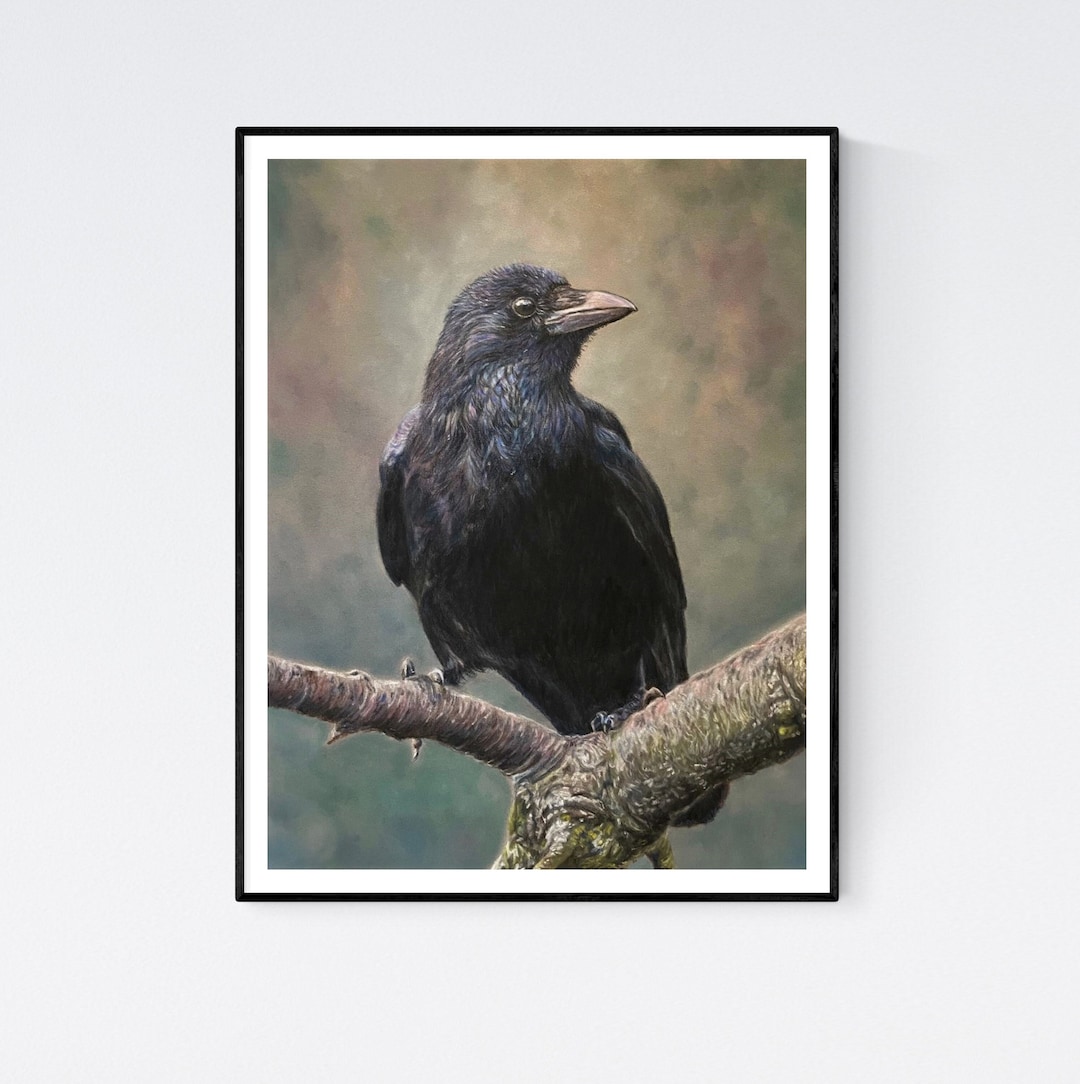 Black Crow Print - Black Crow Art Print - Black Bird Art - Crow Art ...