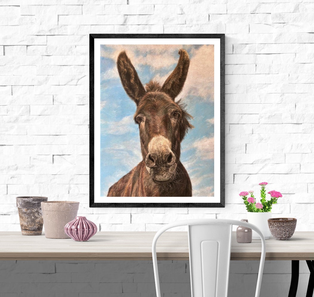 Donkey Print Donkey Painting Donkey Artwork Donkey Art Donkey Portrait ...