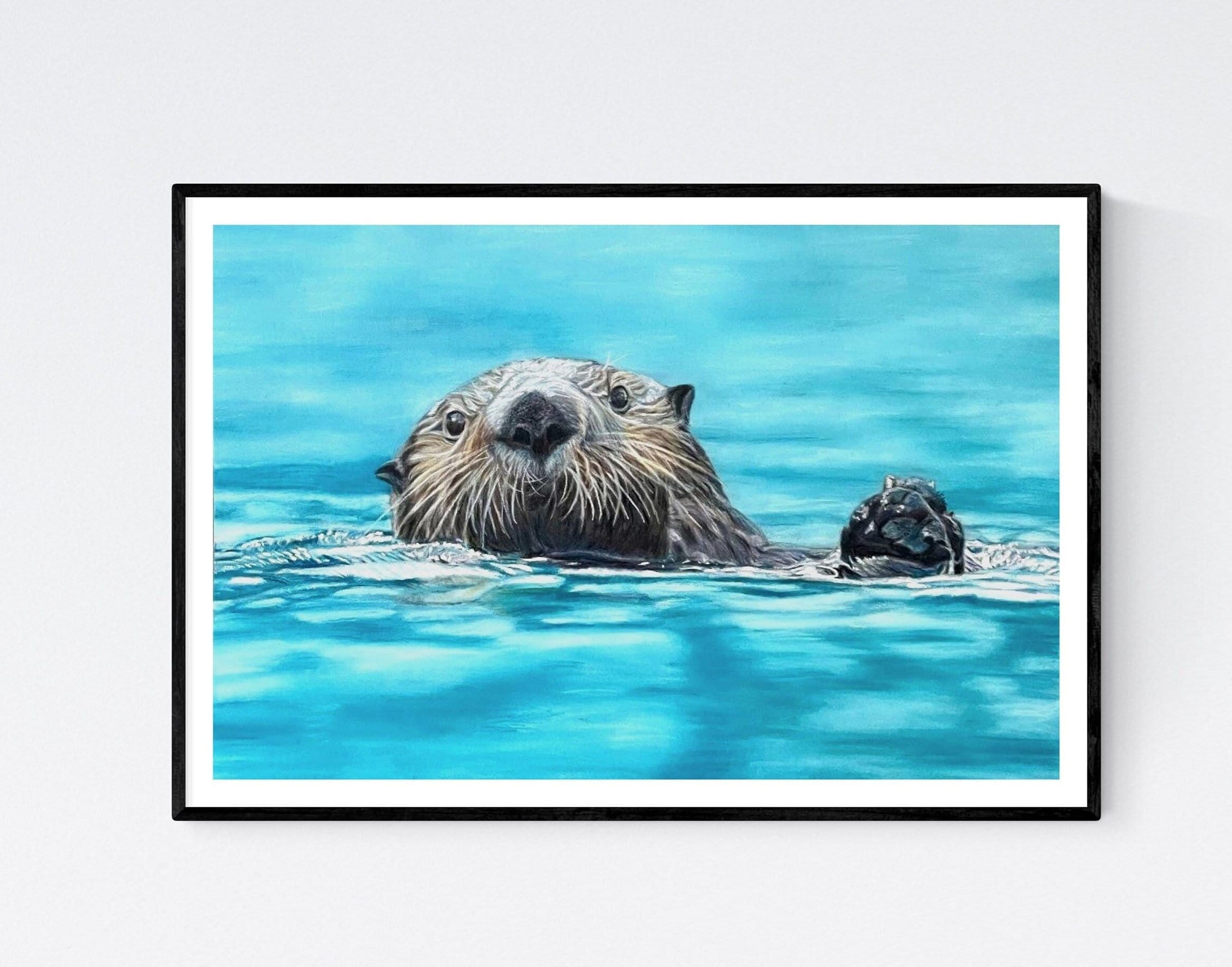 Otter Print Otter Art Otter Art Print Otter Painting Otter Wall Decor ...