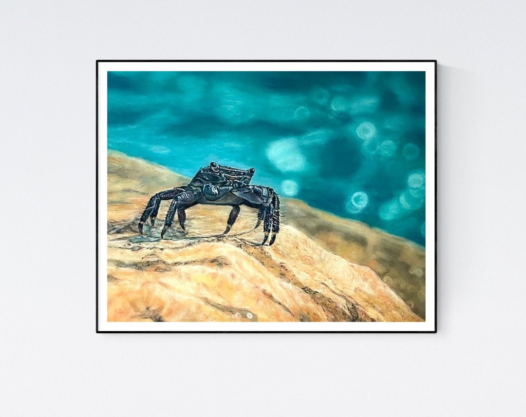 Crab Art Crab Art Print Ocean Art Beach House Decor Blue Crab Crab ...