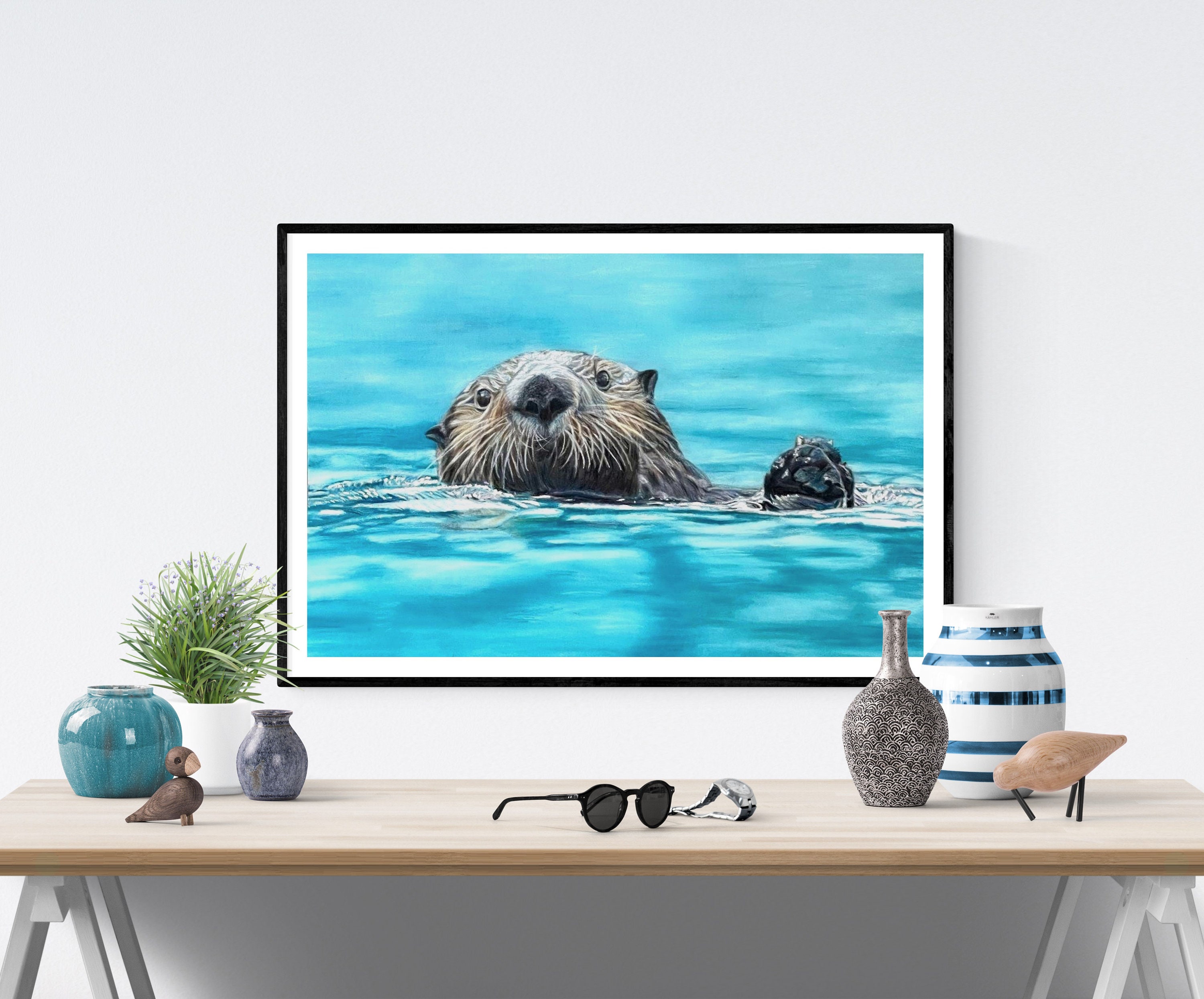 Otter Print Otter Art Otter Art Print Otter Painting Otter Wall Decor ...