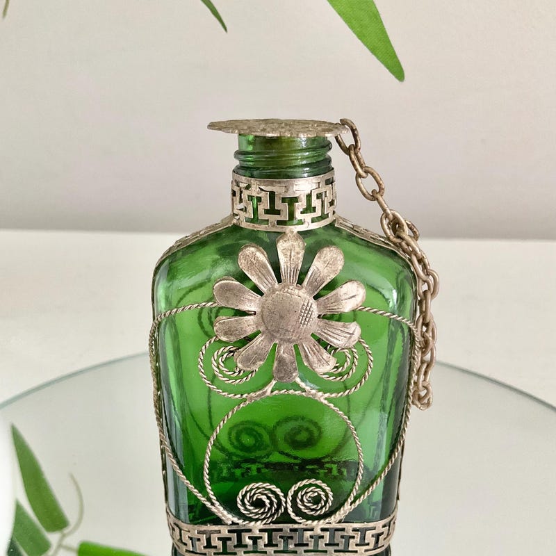Czech Perfume Bottle Green - Etsy UK