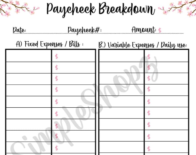 DIGITAL UPDATED Paycheck Breakdown - Etsy