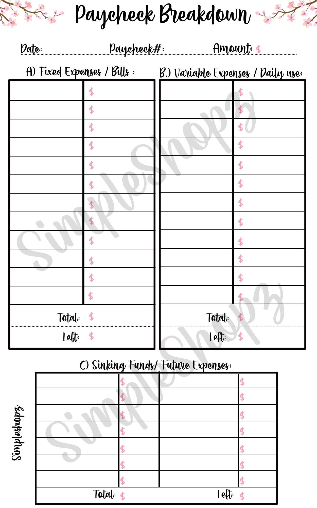 DIGITAL UPDATED Paycheck Breakdown - Etsy