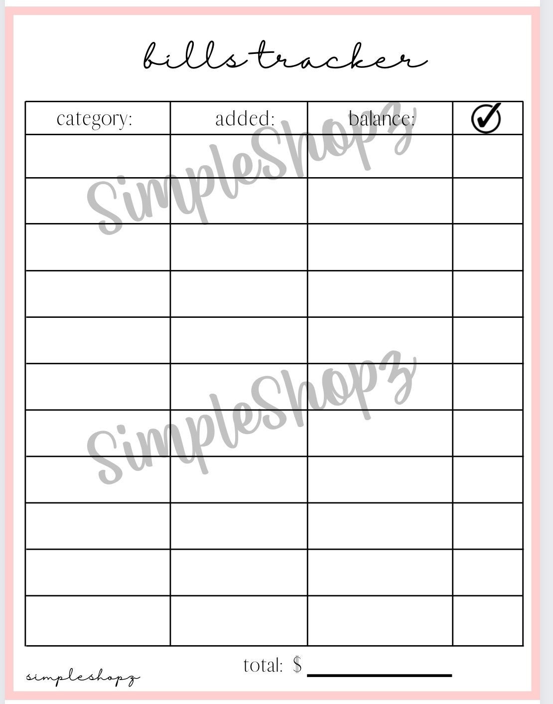 Digital A6 Bills Tracker Template - Etsy