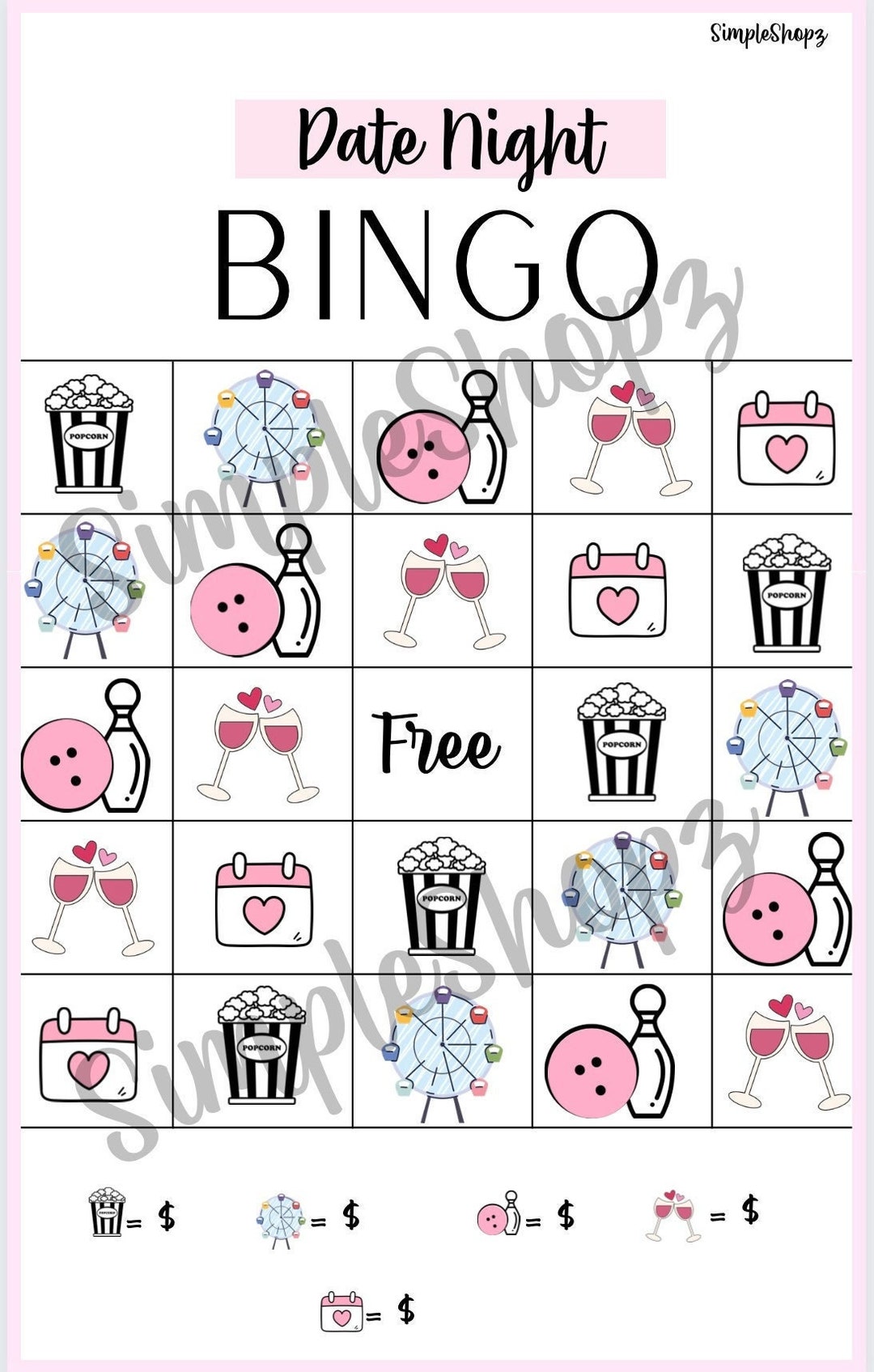 Digital Date Night Bingo Saving Challenge - Etsy