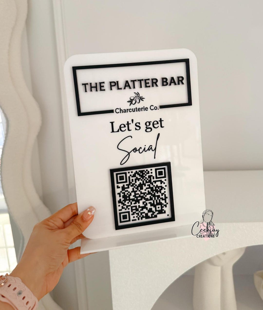 Business Logo QR Code Sign / Rectangular Business Sign QR Code Social ...