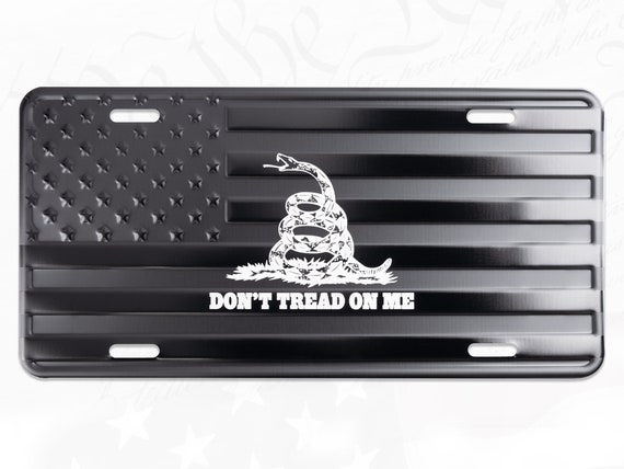 Gadsden Don't Tread on Me License Plate Tag on Embossed - Etsy