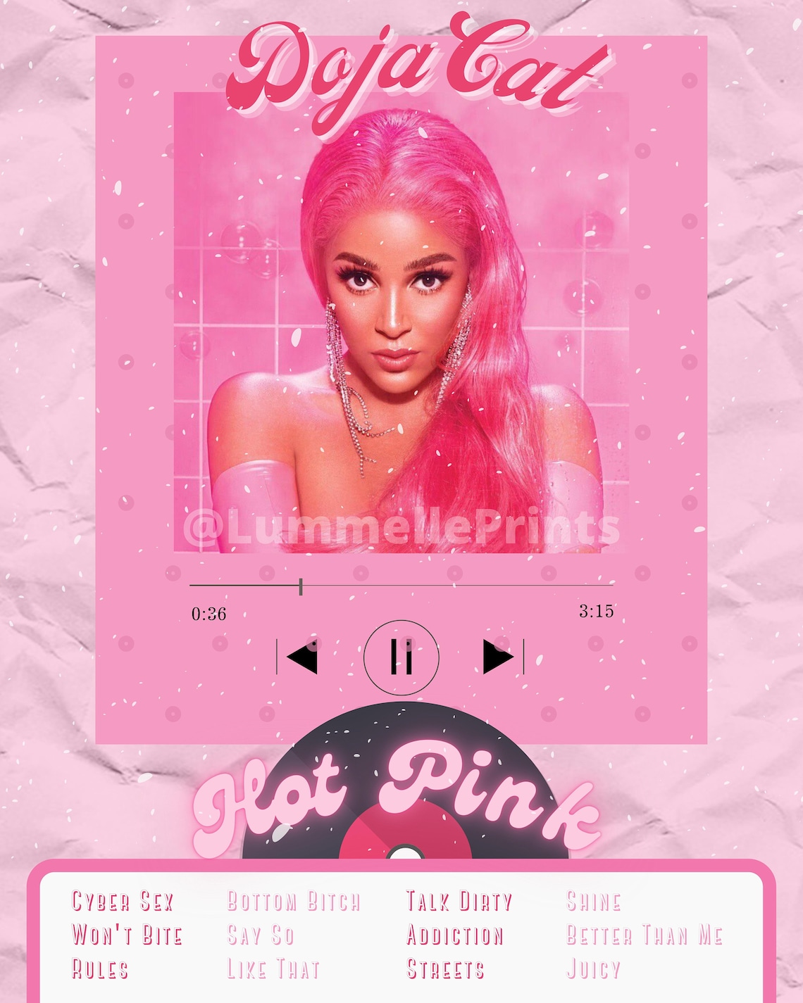 Doja Cat Hot Pink Album Cover Poster Bedroom Wall Art Print Etsy España