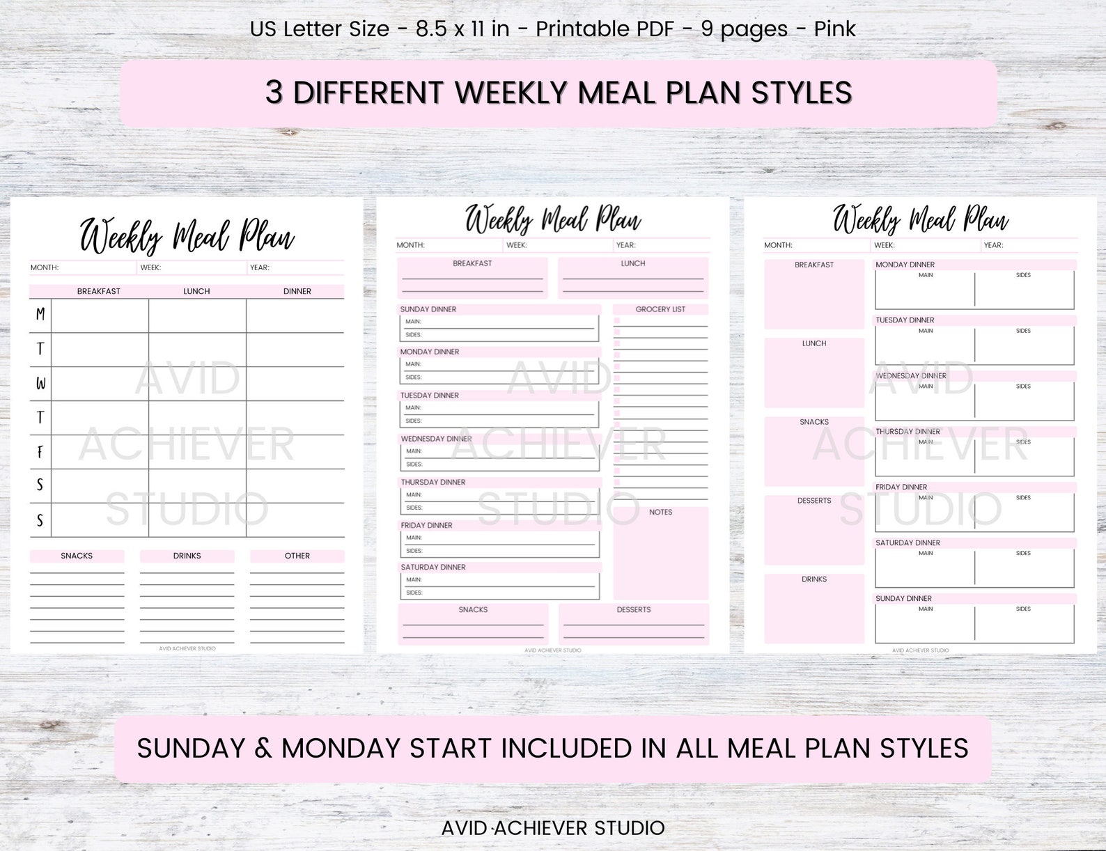 Meal Planning Kit | Meal Plan Printable | Grocery List | Meal Prep ...