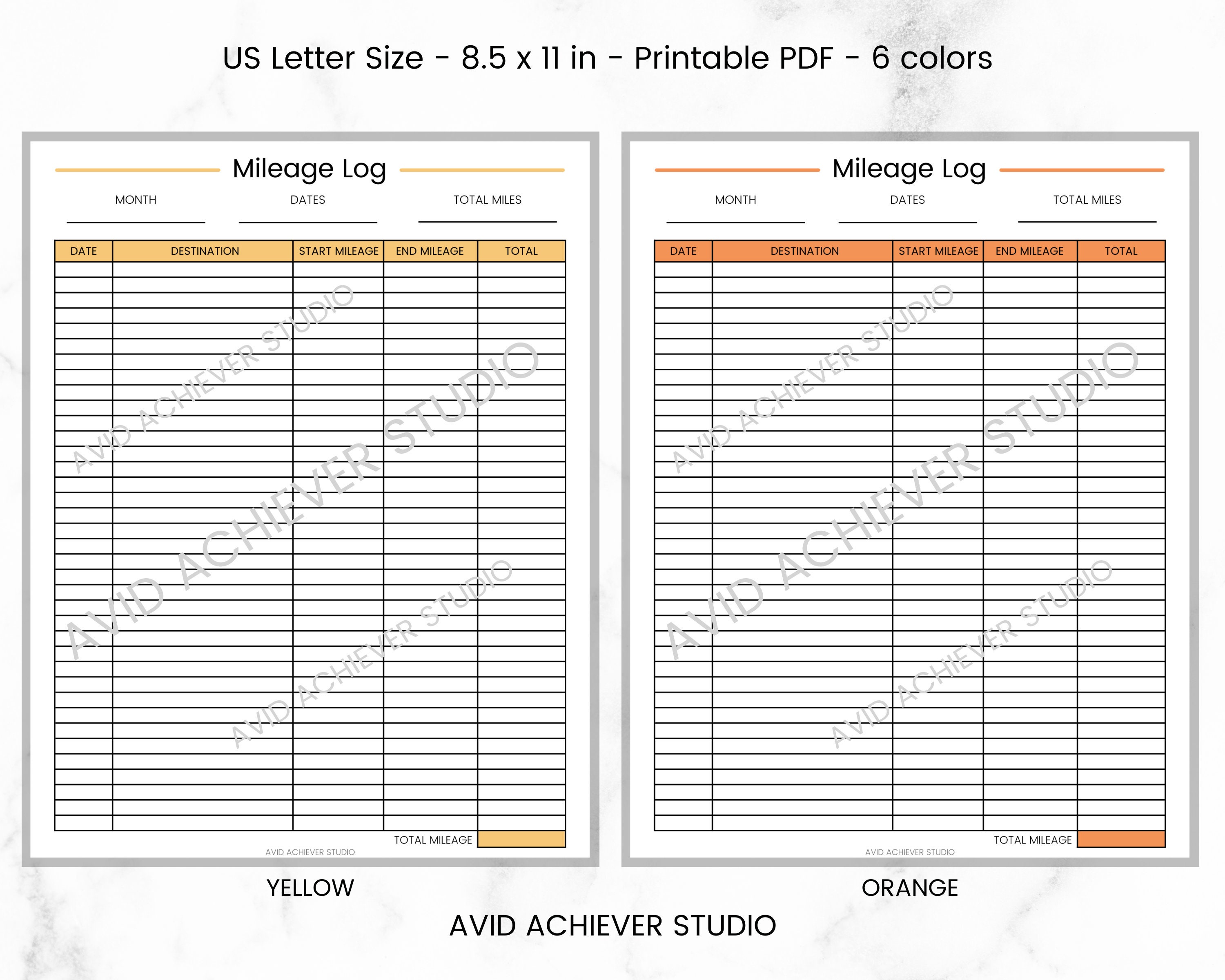 Mileage Tracker Printable | Business Mileage Log | Business Trip Miles ...
