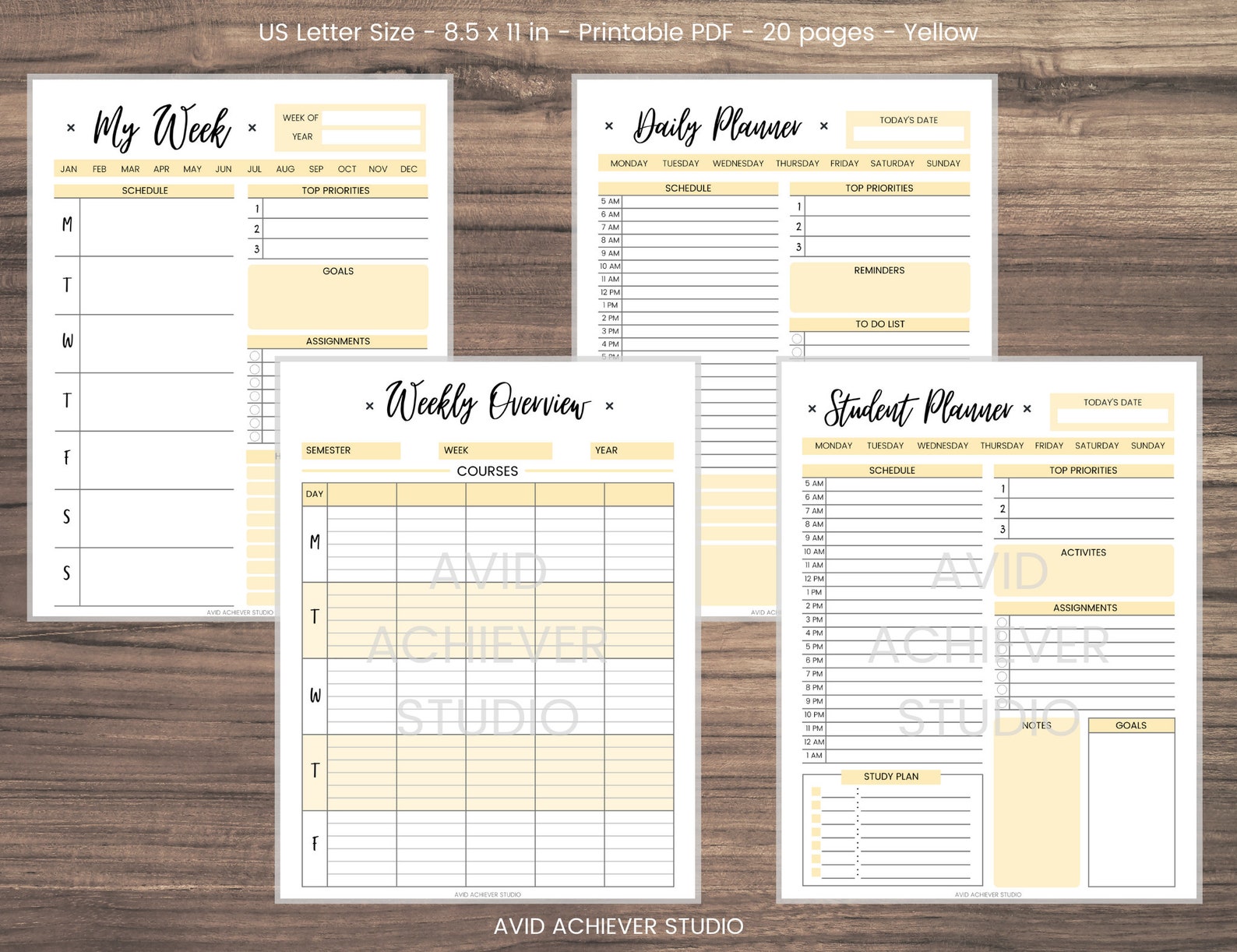 Student Planner Printable Study Organizer Study Planner - Etsy