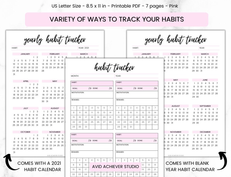 Daily Habit Tracker Printable PDF Planner Mental Health - Etsy