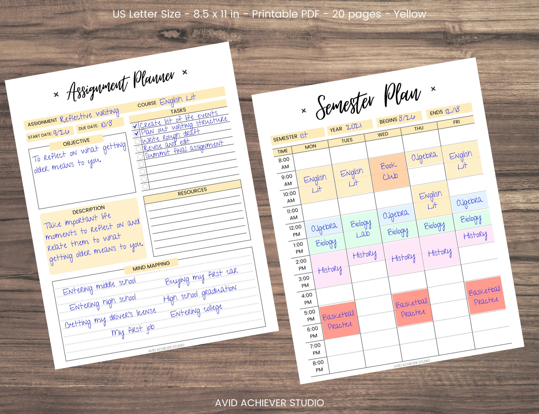 Student Planner Printable | Study Organizer | Study Planner | School ...