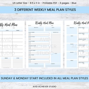Meal Planning Kit | Meal Plan Printable | Grocery List | Meal Prep ...