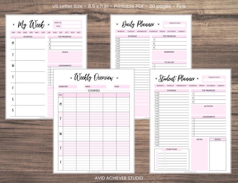 Student Planner Printable Study Organizer Study Planner School Planner ...
