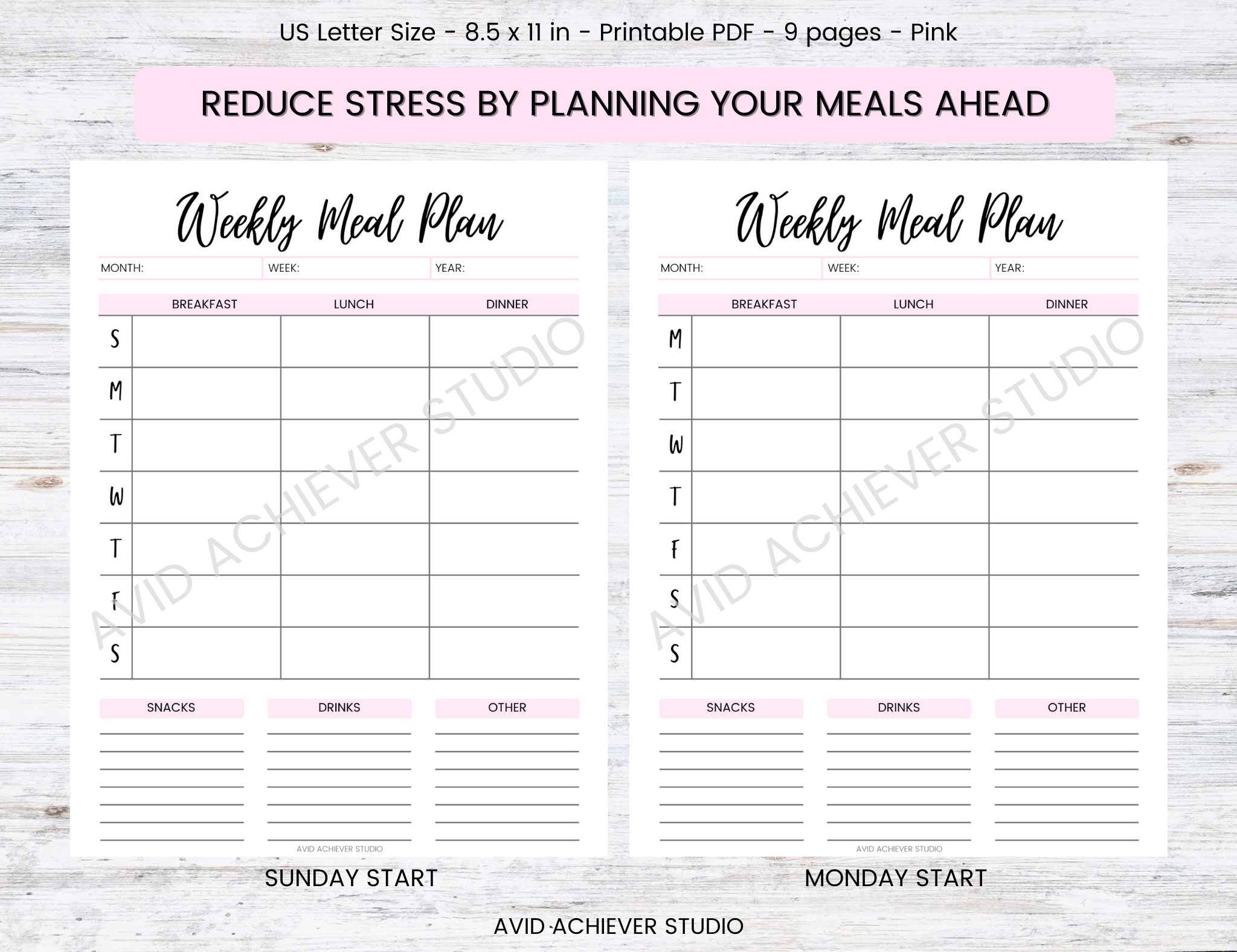 Meal Planning Kit | Meal Plan Printable | Grocery List | Meal Prep ...