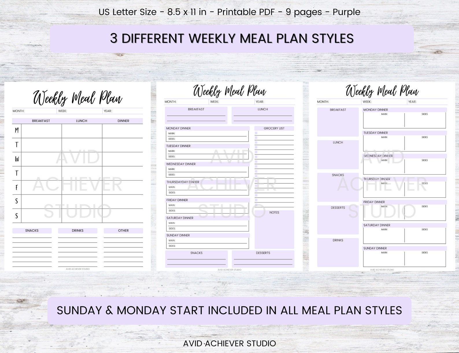 Meal Planning Kit | Meal Plan Printable | Grocery List | Meal Prep ...
