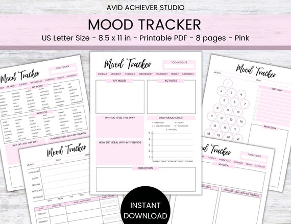 Daily Mood Tracker Printable PDF Planner Mental Health | Etsy