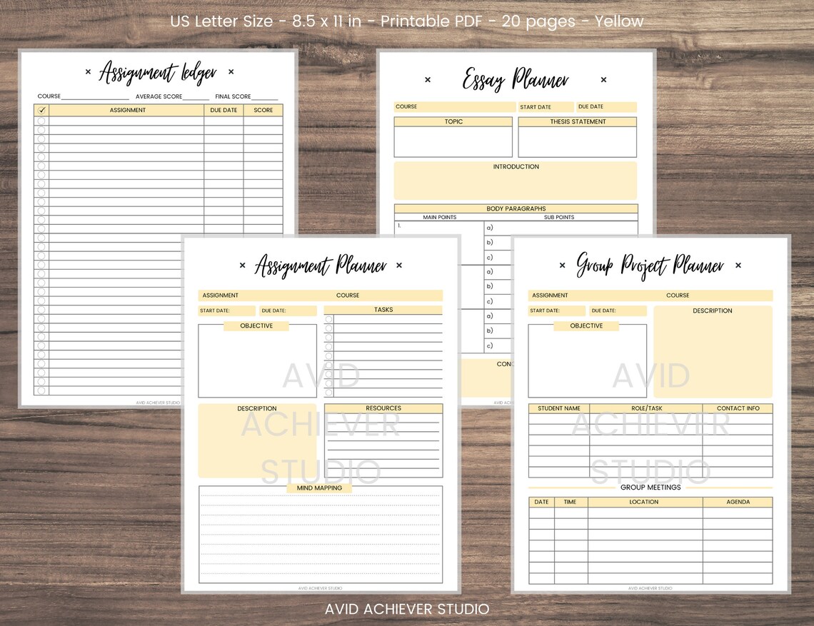 Student Planner Printable Study Organizer Study Planner - Etsy