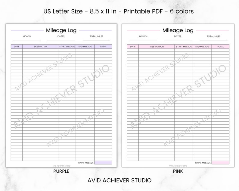 Mileage Tracker Printable | Business Mileage Log | Business Trip Miles ...