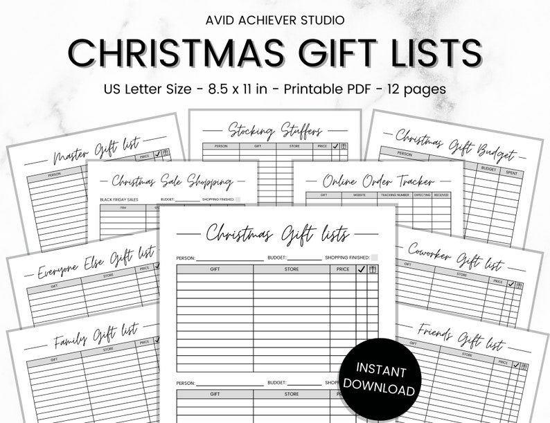 Christmas Gift List Printable | Gift Tracker | Christmas Gift Checklist ...