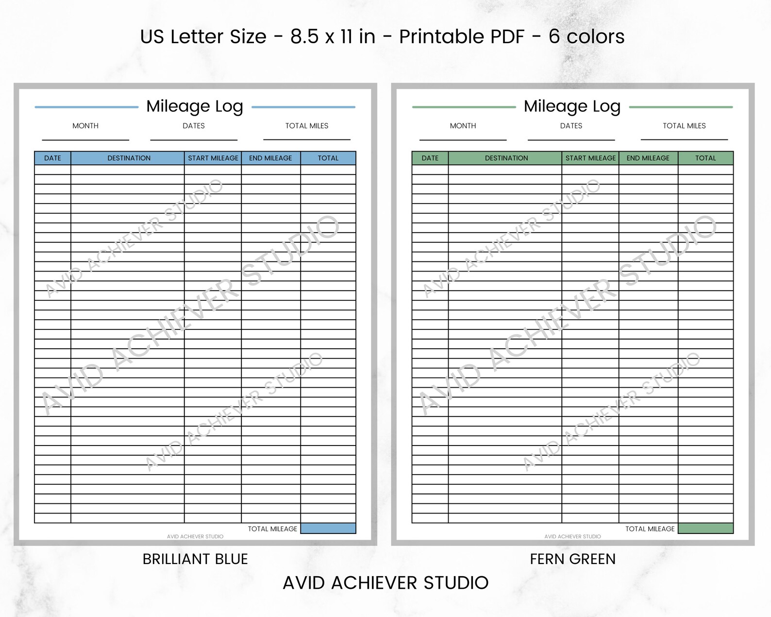 Mileage Tracker Printable | Business Mileage Log | Business Trip Miles ...