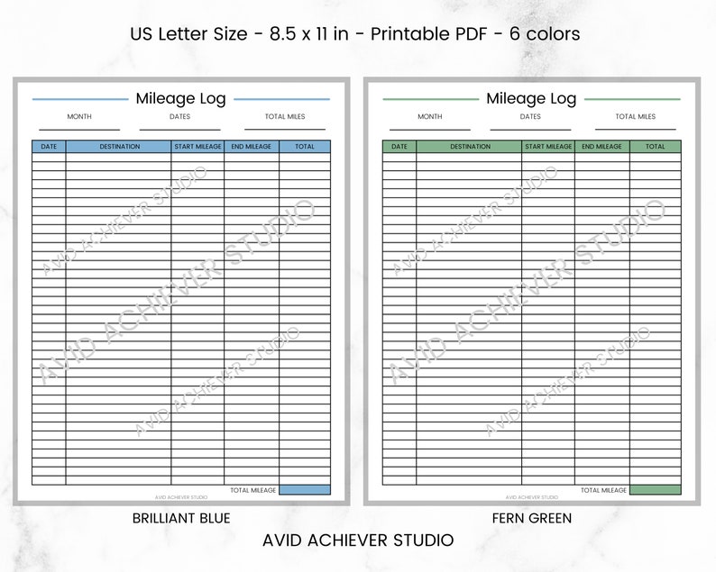 Mileage Tracker Printable | Business Mileage Log | Business Trip Miles ...