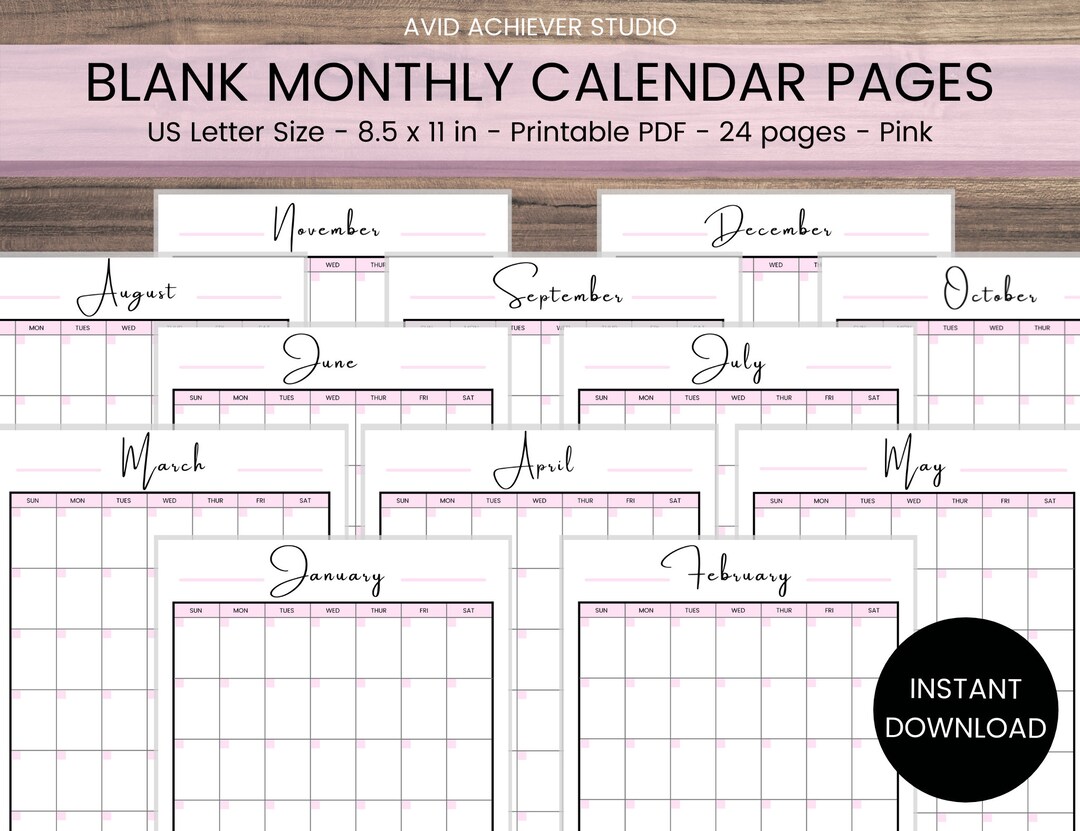 Yearly Calendar |monthly Planner | Schedule | Printable PDF Planner ...