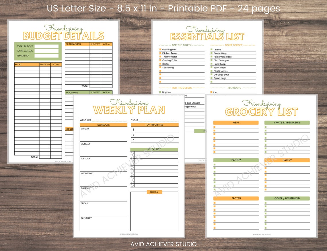Friendsgiving Planner Printable Printable Thanksgiving - Etsy