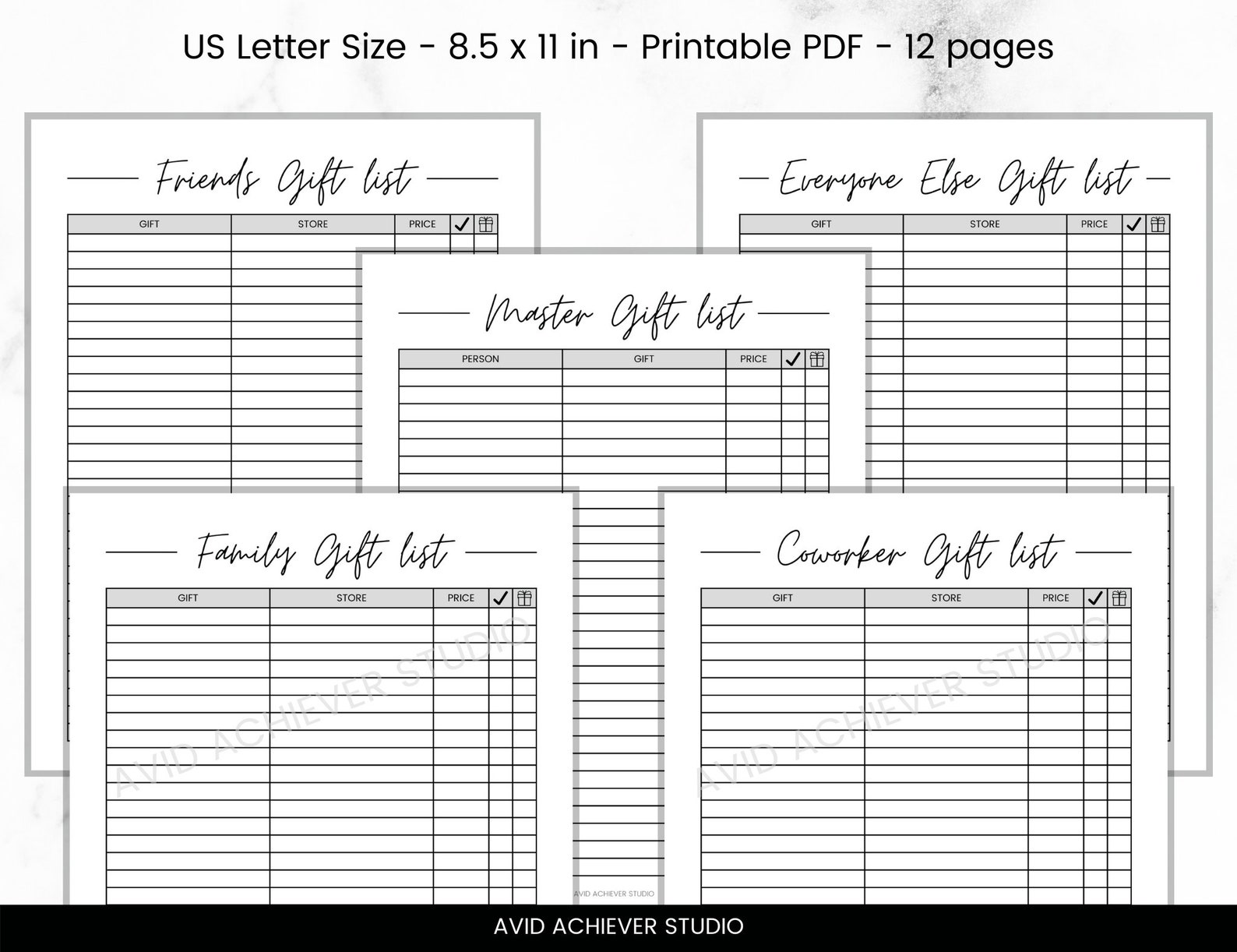 Christmas Gift List Printable Gift Tracker Christmas Gift Checklist
