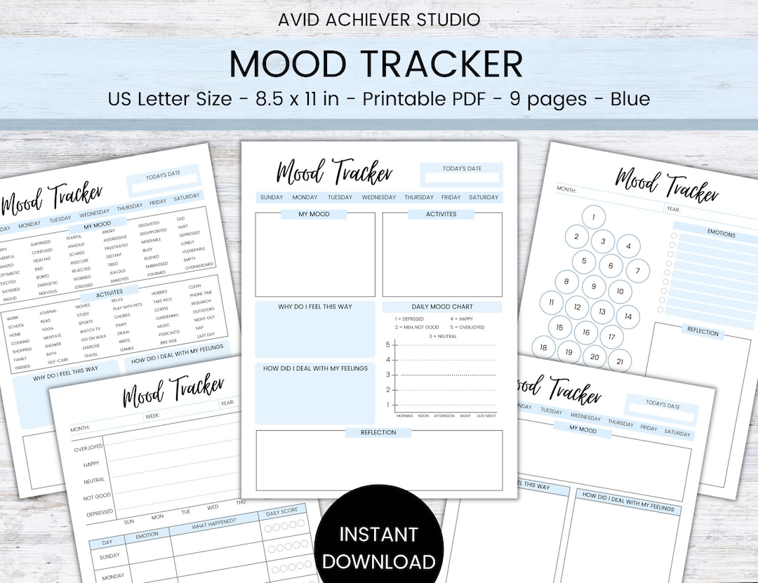 Daily Mood Tracker | Printable PDF Planner | Mental Health | Self-care ...