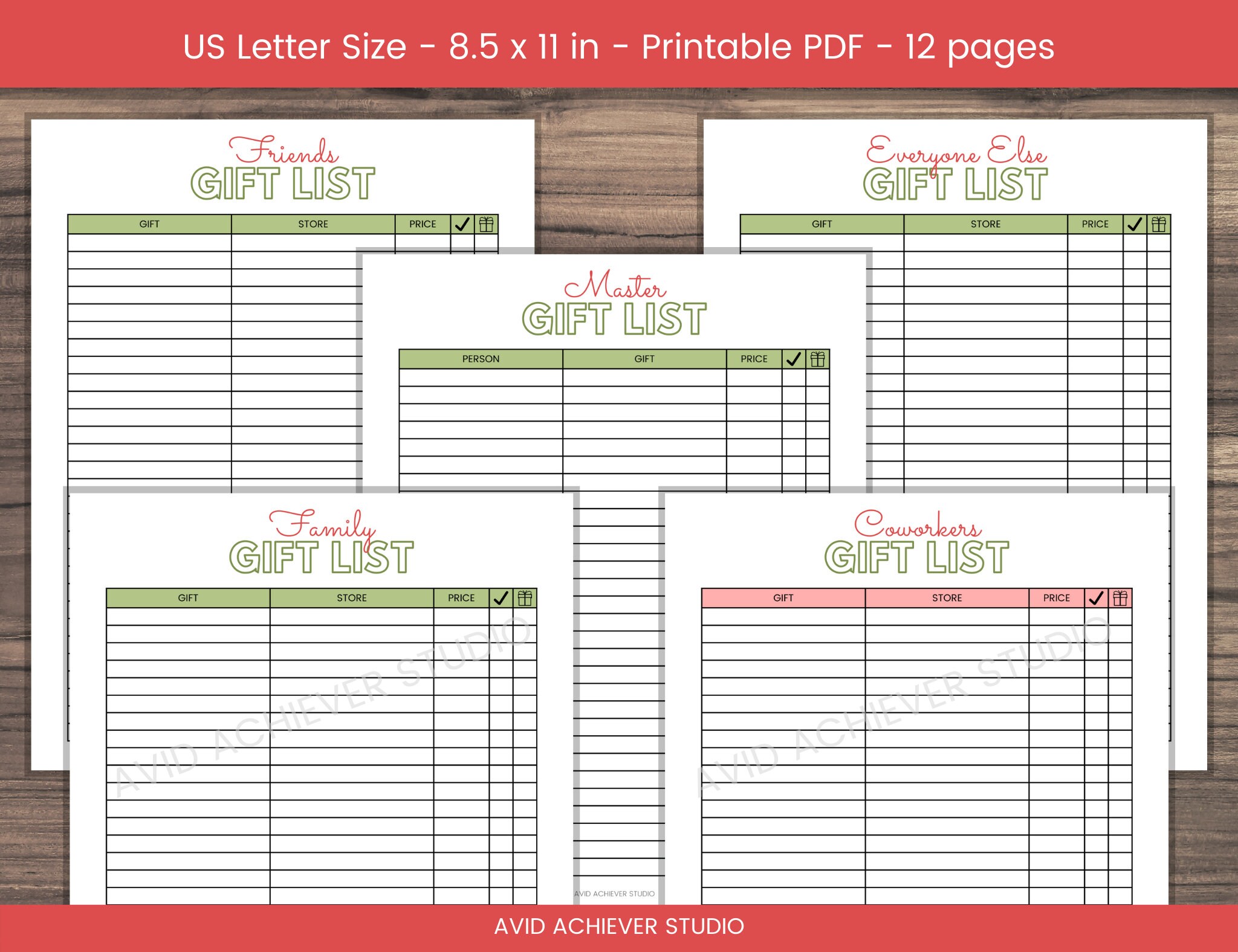 Christmas Gift List Printable | Gift Tracker | Christmas Gift Checklist ...