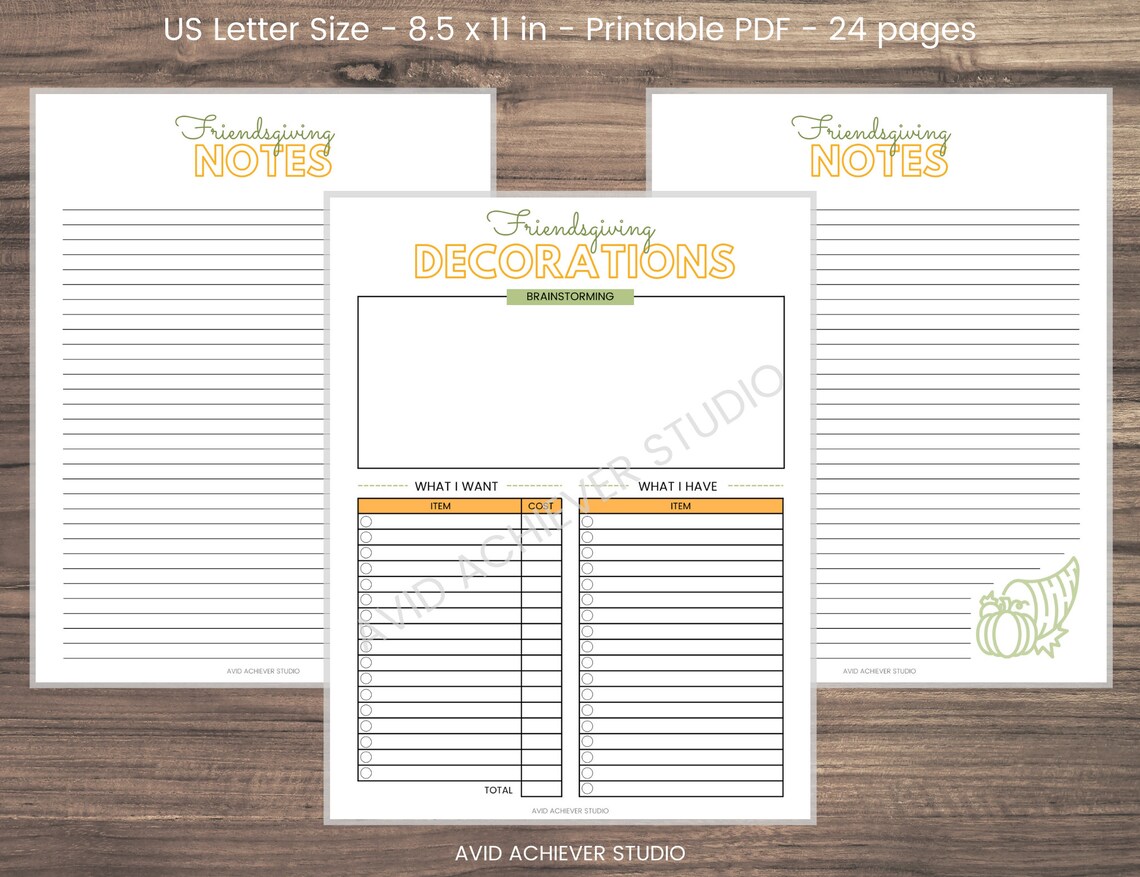 Friendsgiving Planner Printable Printable Thanksgiving - Etsy
