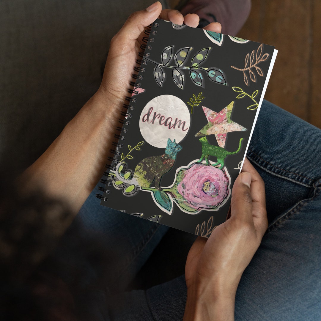 KD Dream Spiral Notebook Black 5.5 X 8.5 With 140 Dotted Pages - Etsy
