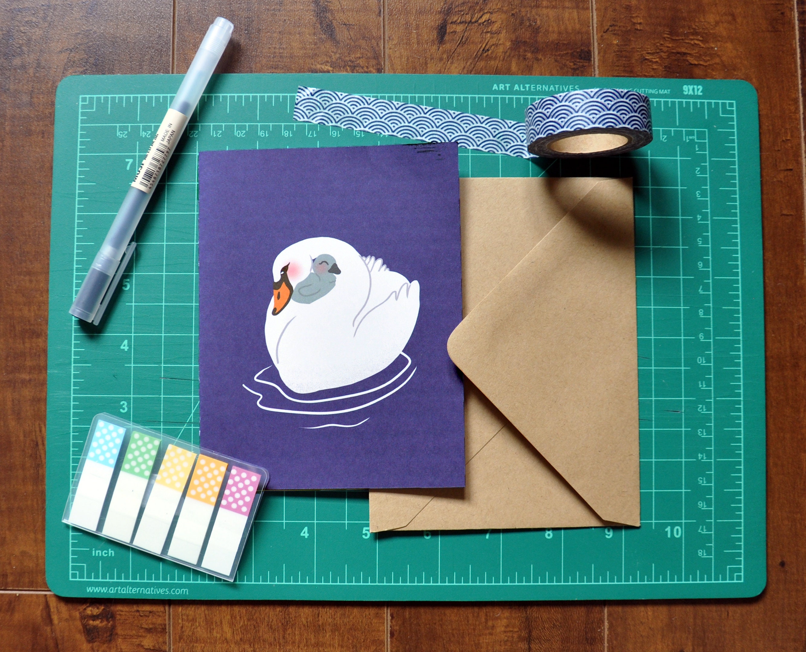 Swan Greeting Card | Etsy