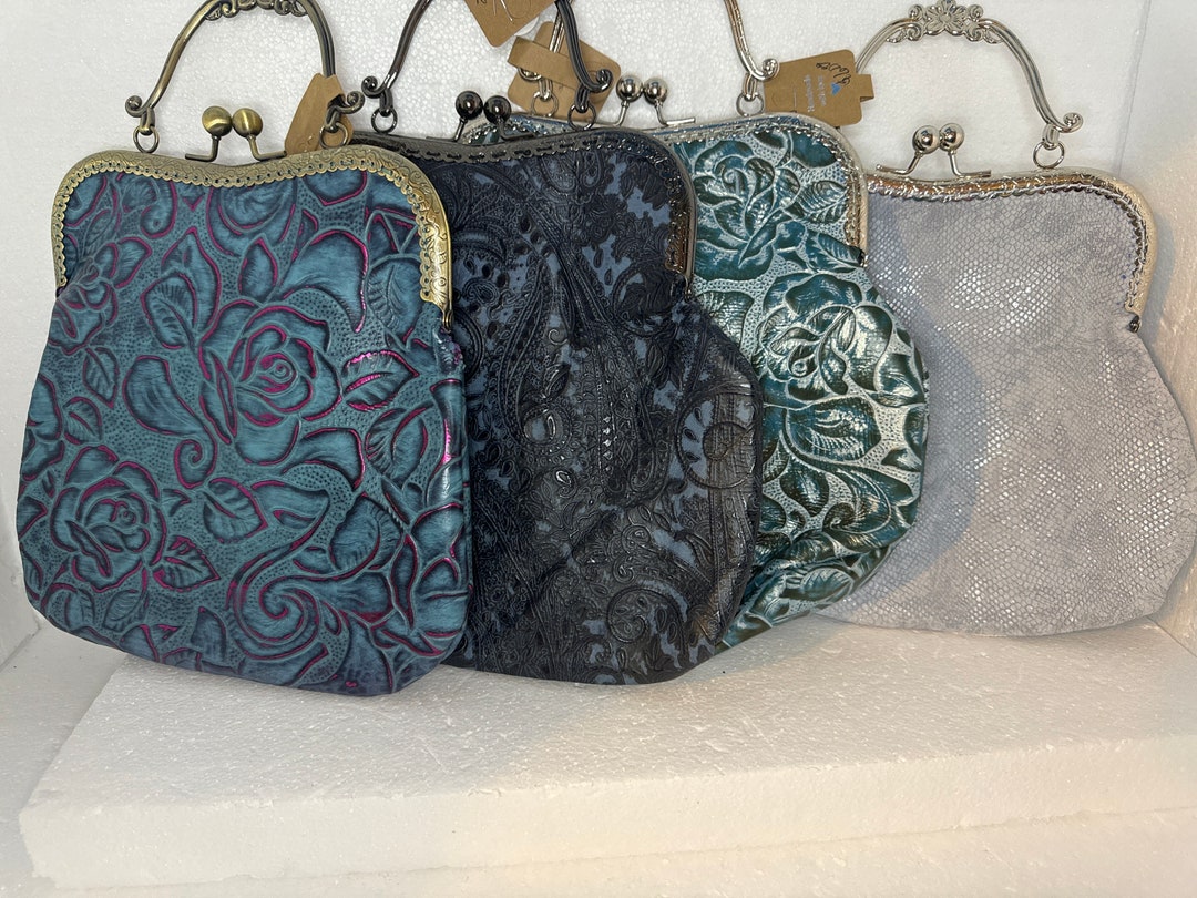 Classy Embossed Leather Patterned Purses. Each Bag Has a Victorian ...