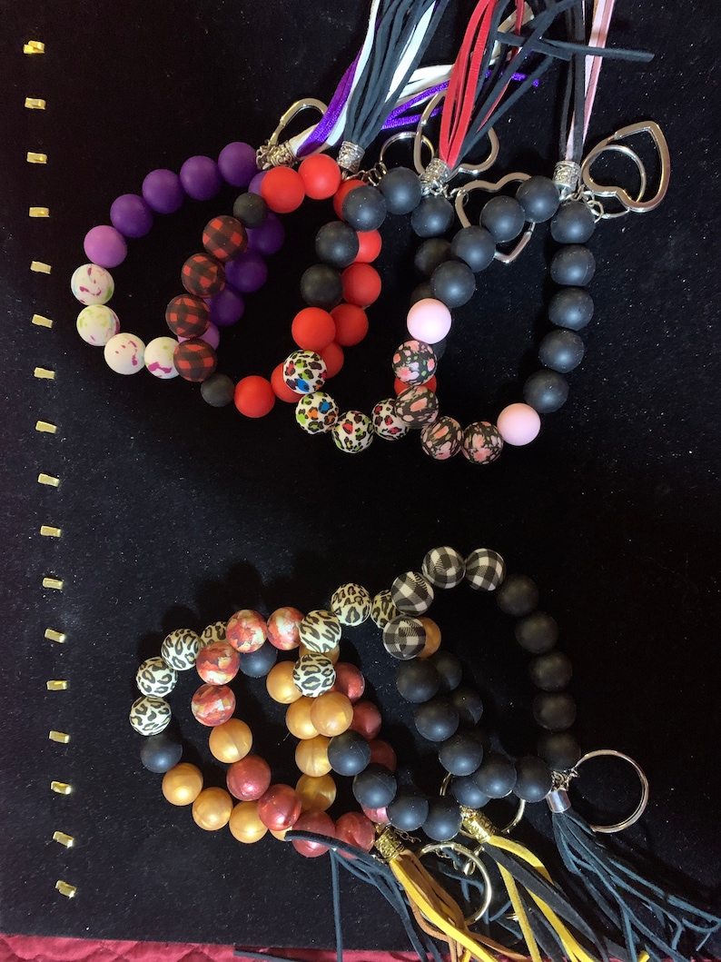 Multicoloered Silicone Bead Wrist Band Key Chains - Etsy