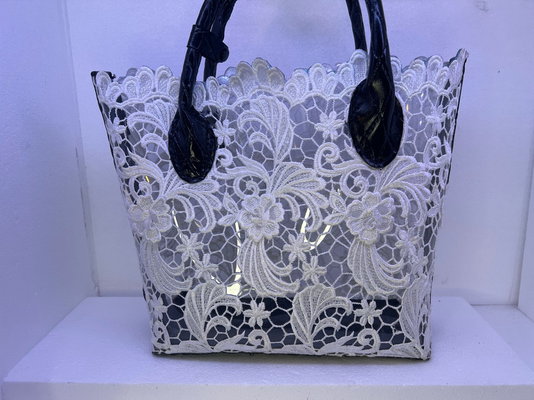 Handmade Guipure Venice Lace and Leather Purse With Matching Black ...