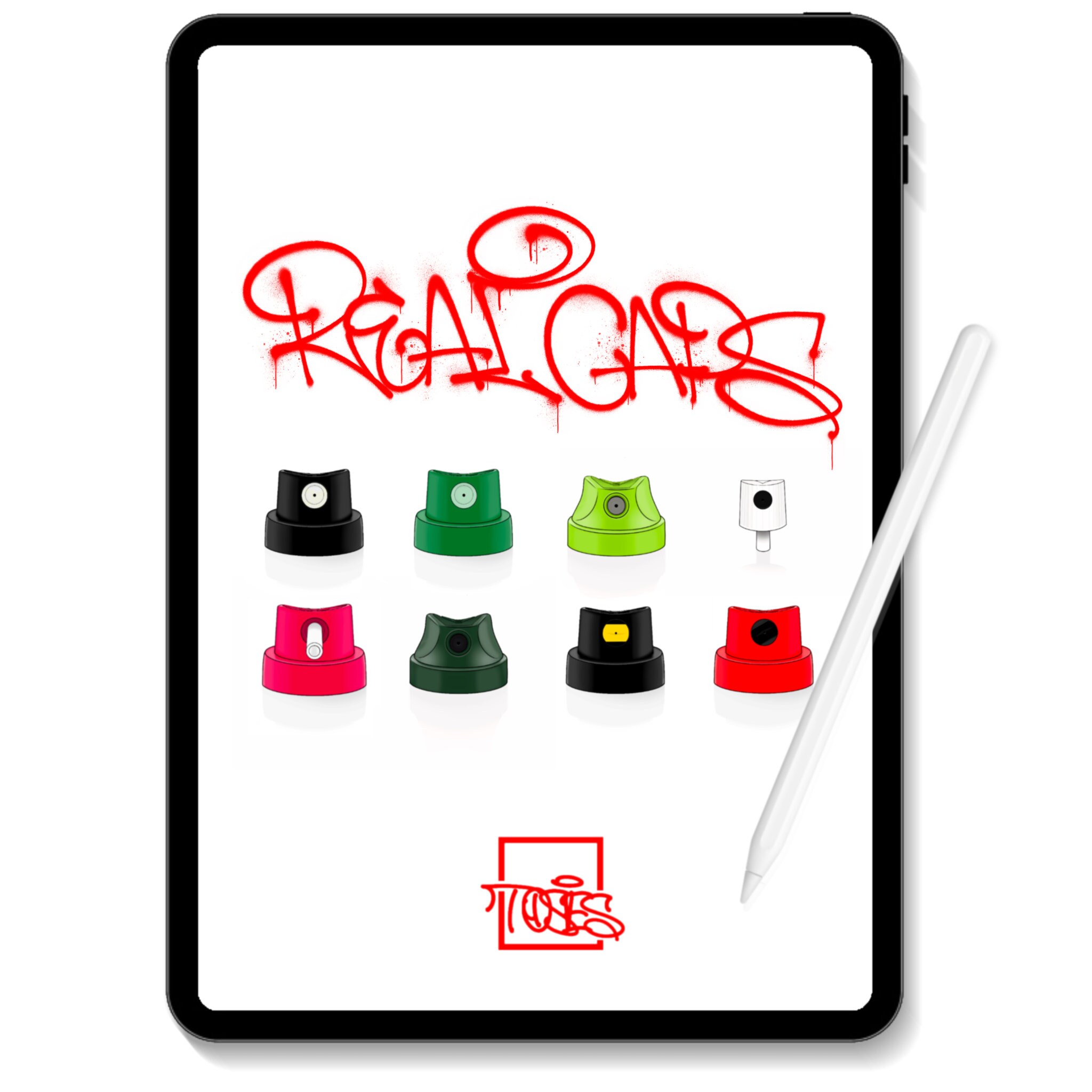 The Most Realistic Graffiti Brush Pack for Procreate "real Caps" the 16 ...