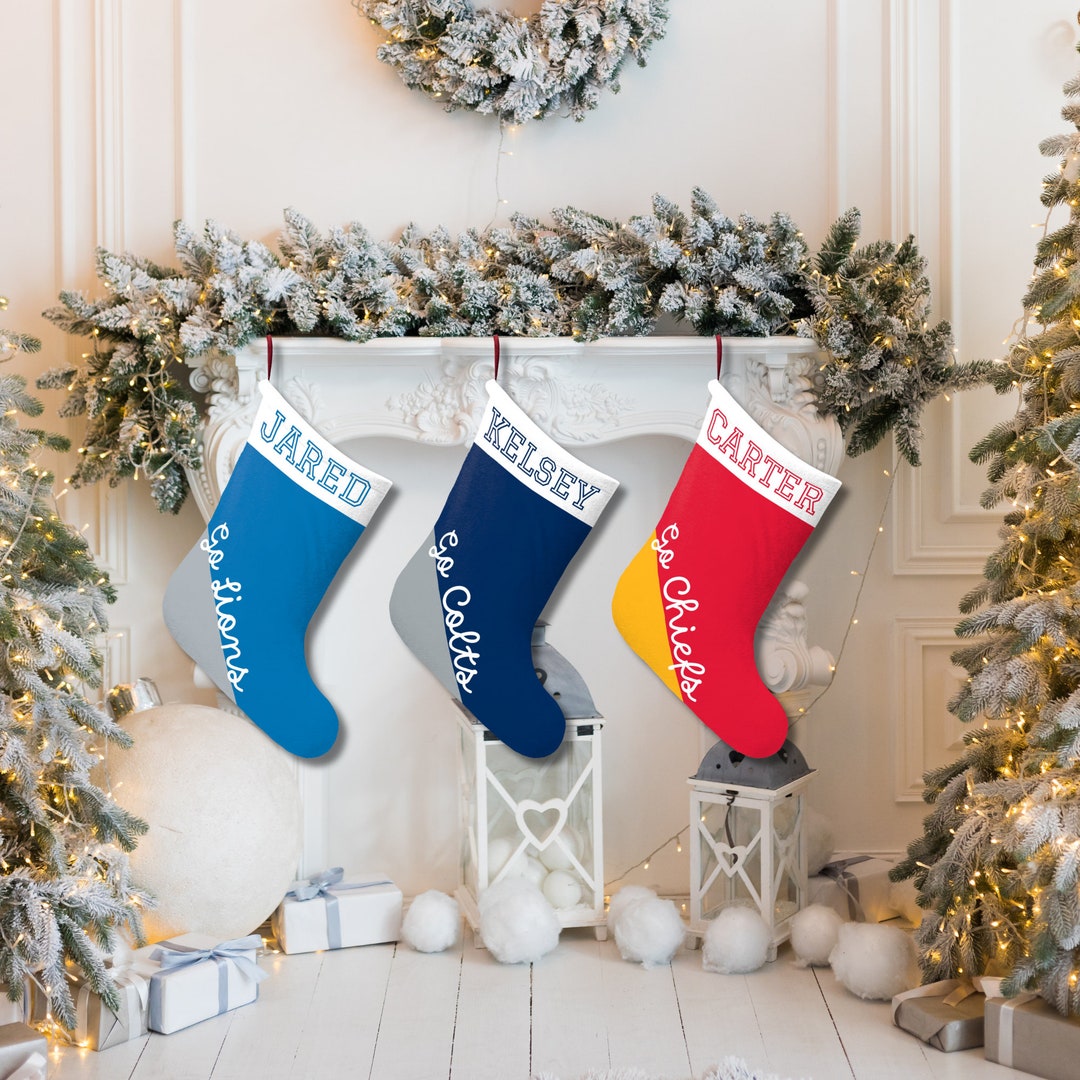 Personalized Family Christmas Stocking Sports Team Colors & - Etsy