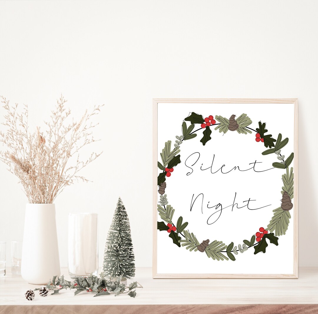 Christmas Printable Wall Art, Silent Night Print, Holiday Wall Print ...