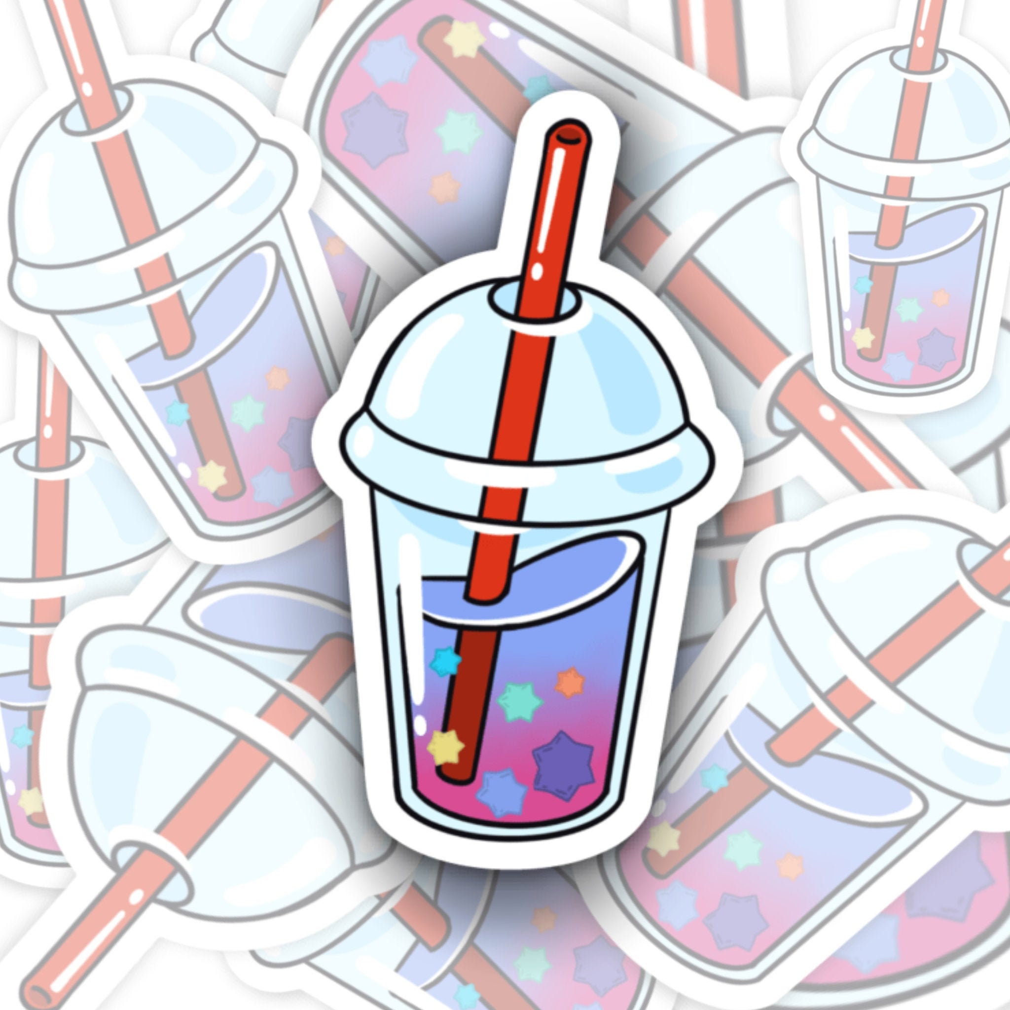 Star Boba Drink Sticker Purple & Pink Waterproof | Etsy