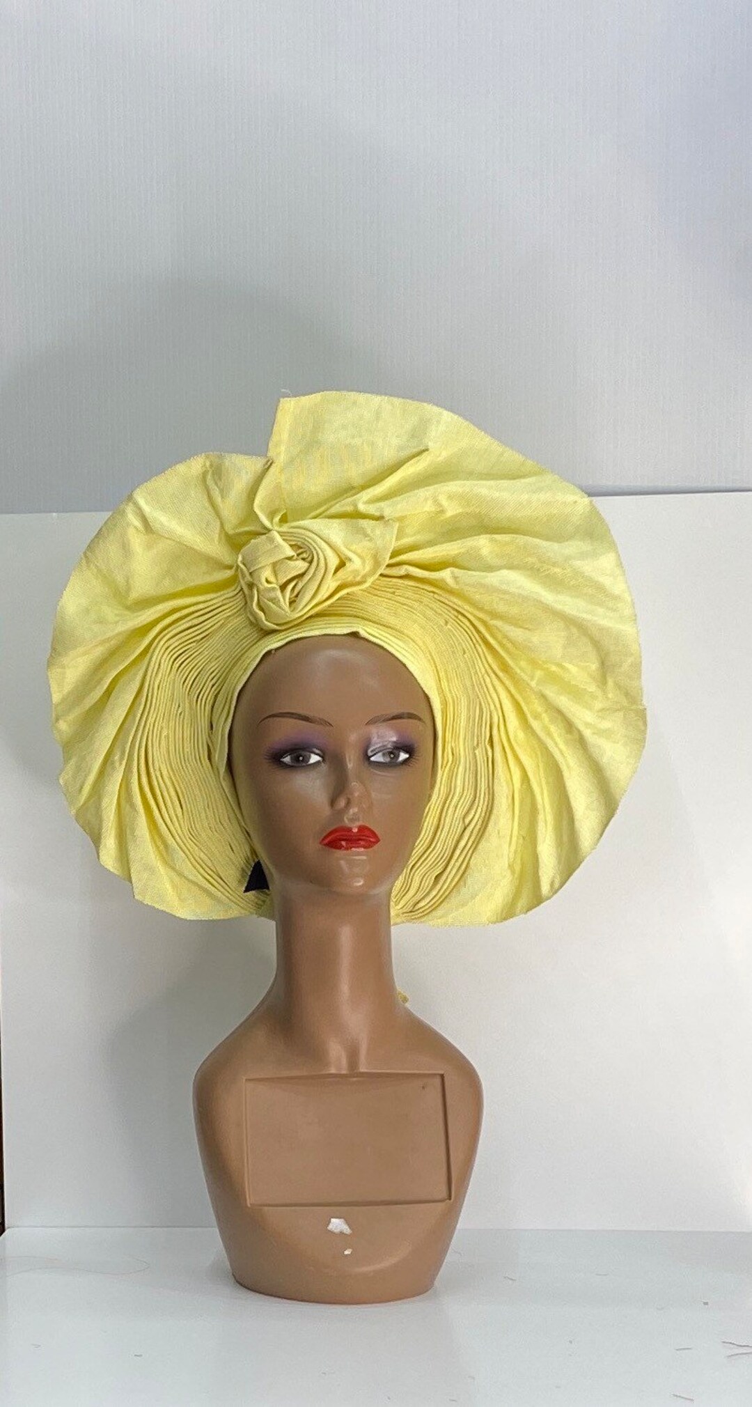 Yellow Ready to Wear Auto Gele, Premade Gele Headwraps, Handcrafted ...