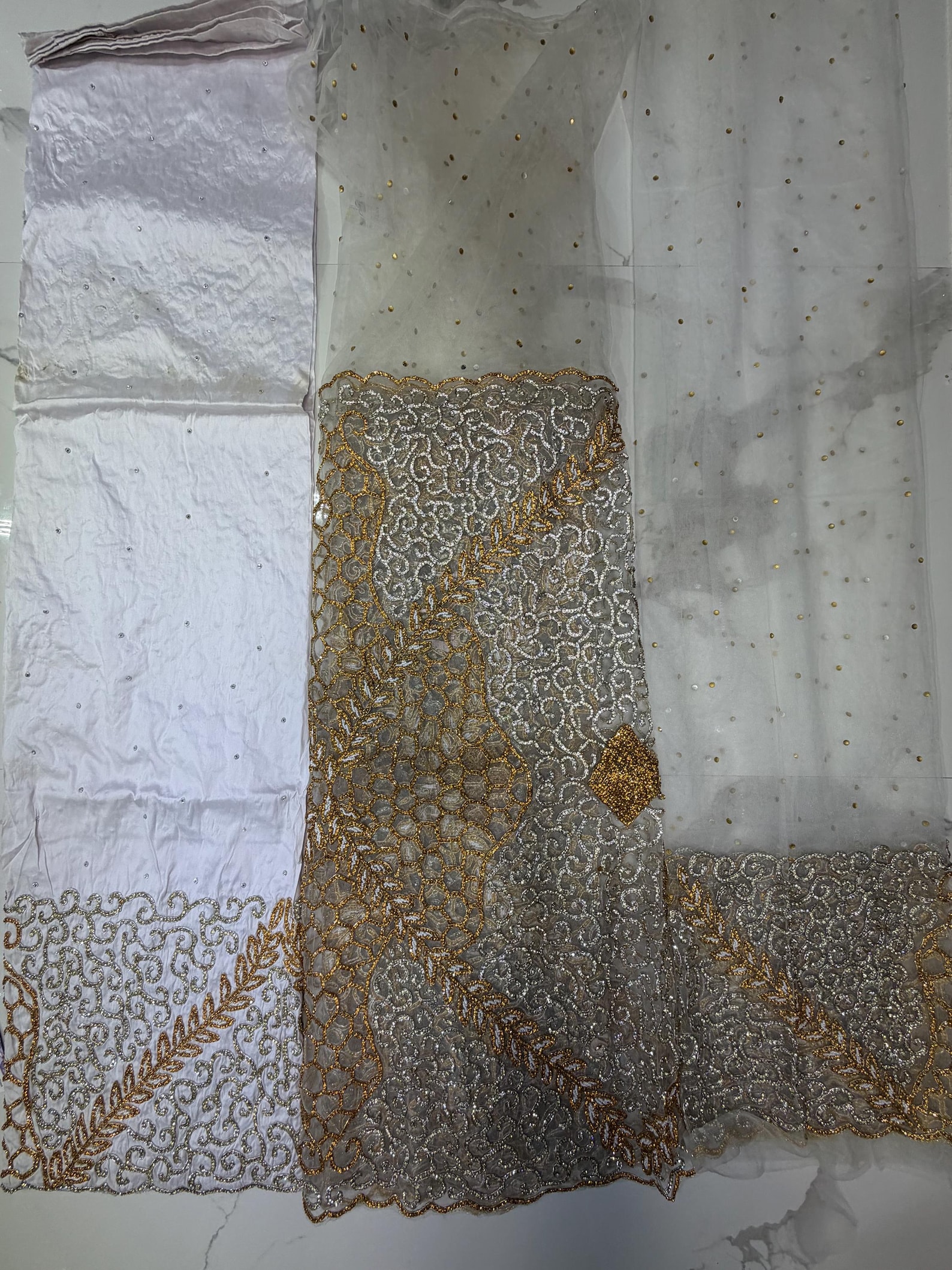 Gold and White Indian George Bridal Set – Yoruba/igbo Wrapper and ...