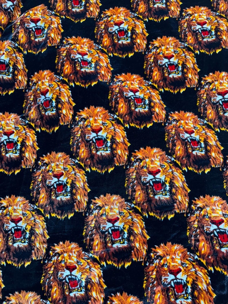 Lion Print Isi Agu Fabric: Velvet Chieftaincy Material - Etsy