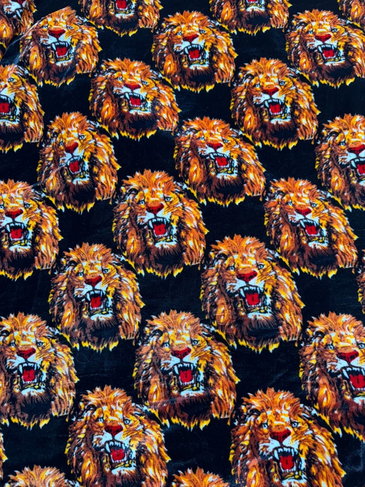 Lion Print Velvet Fabric – Isi Agu Igbo Attire, Sold per Yard - Etsy
