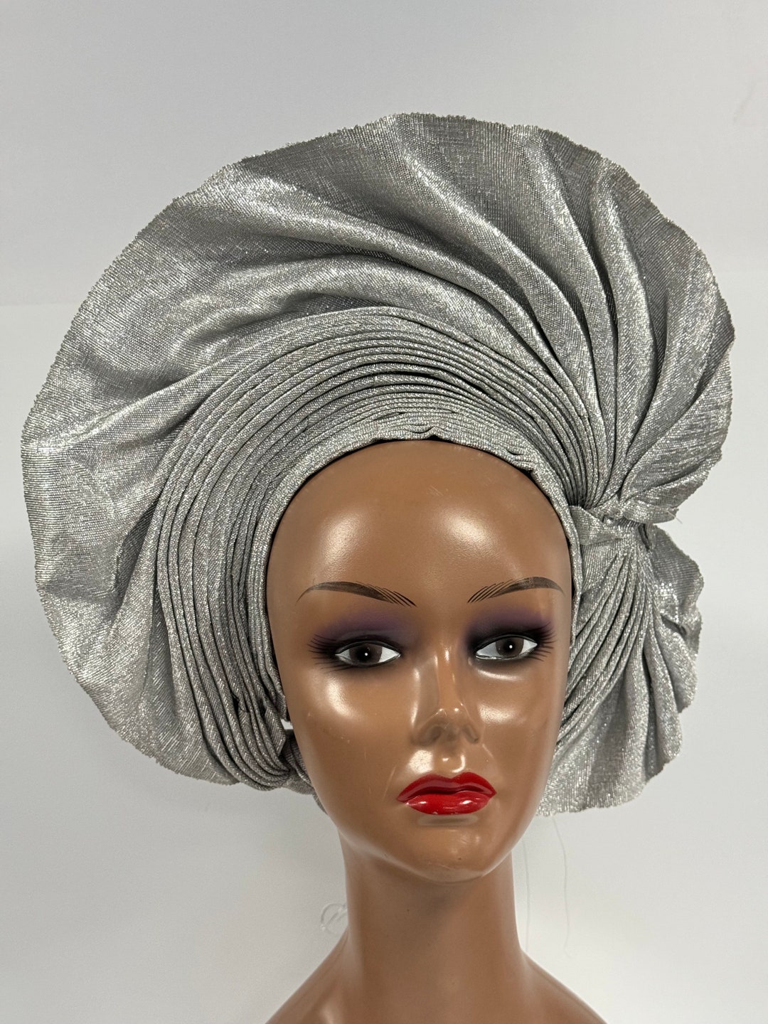 Grey Silver Nigerian Traditional Autogele, Ready to Wear Autogele ...