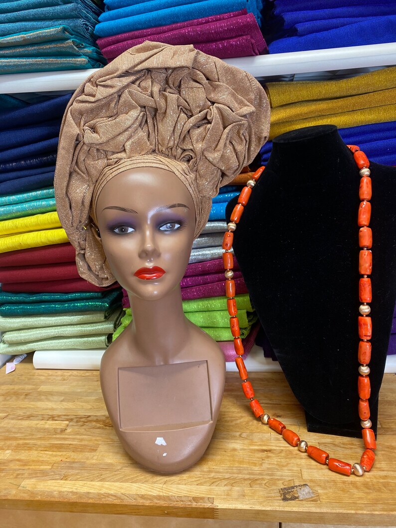 Rose Gold Autogele, Ready to Wear Nigeria Gele Headwrap, Africa Gele ...